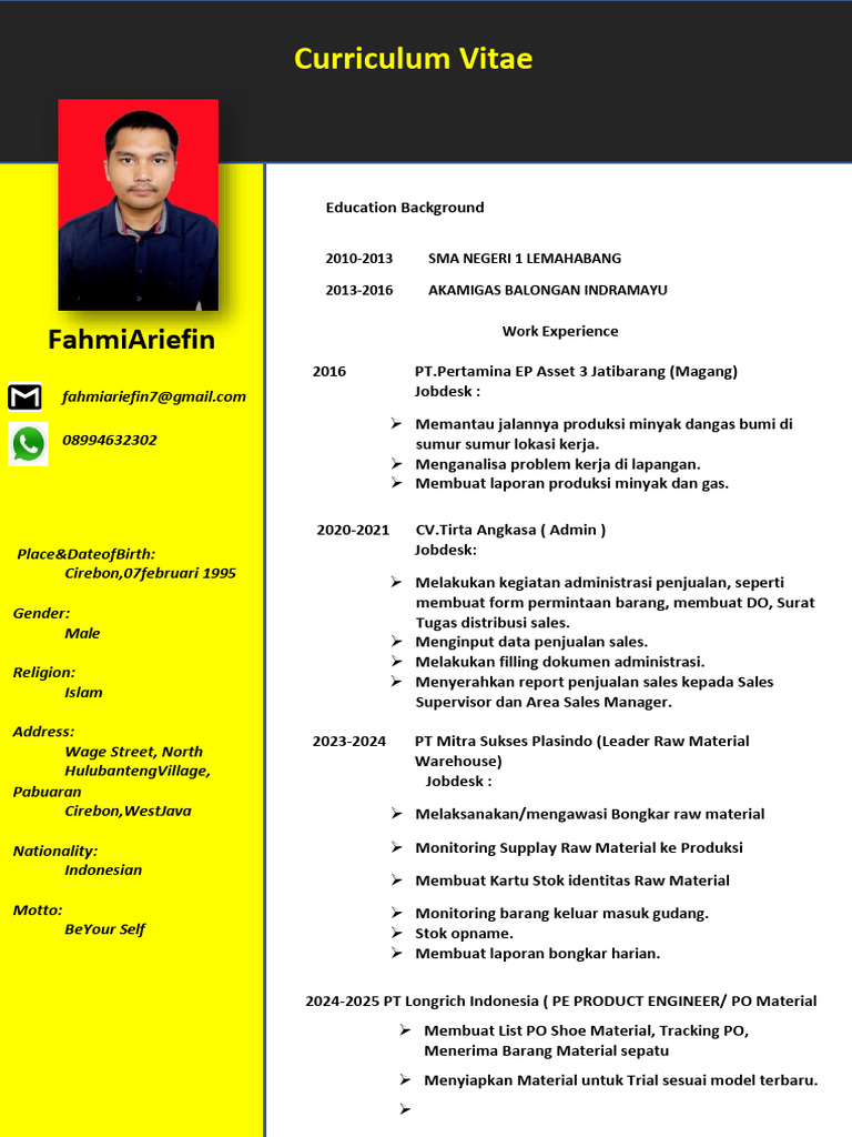 CV Fahmi Ariefinn | PDF