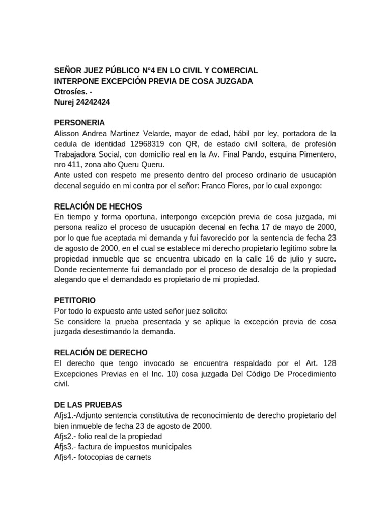 Excepciones | PDF | Demanda judicial | Procedimiento Civil
