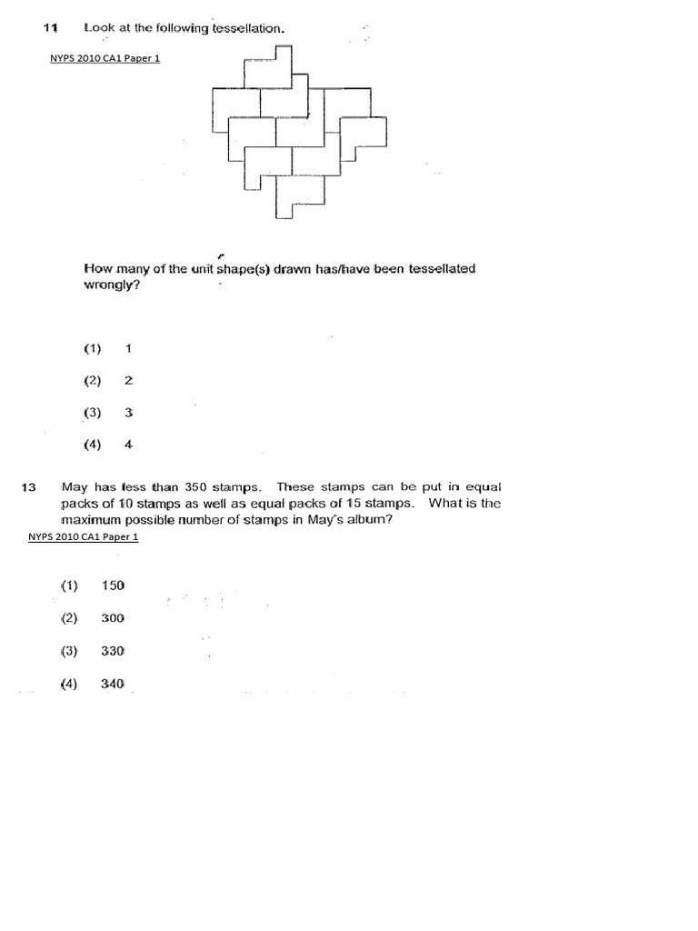 P6 Math Practice - Compiled QN From Prelim Papers 2010 | PDF