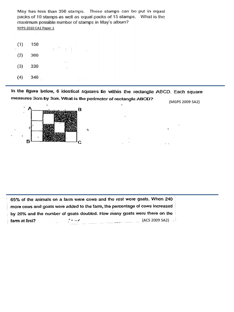 P6 Math Practice - Compiled QN From Prelim Papers 2010 - Set 2 | PDF