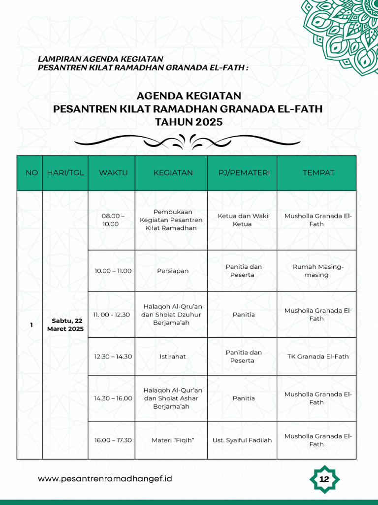 Proposal Pesantren Kilat Ramadhan GEF 2025 | PDF