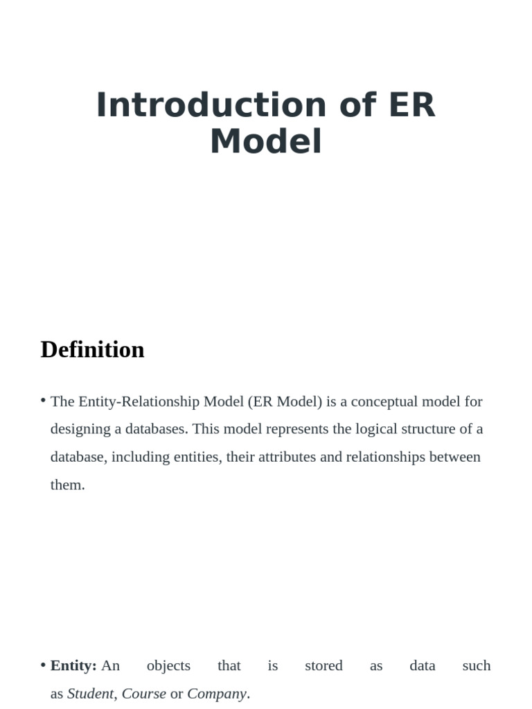 Introduction of ER Model | PDF | Databases | Conceptual Model