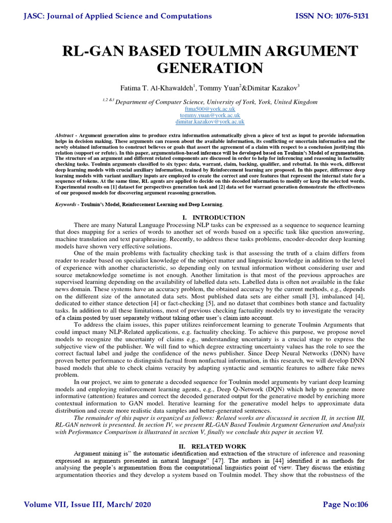 RL_GAN_BASED_TOULMIN_ARGUMENT_GENERATION (1) | PDF | Deep Learning | Machine Learning