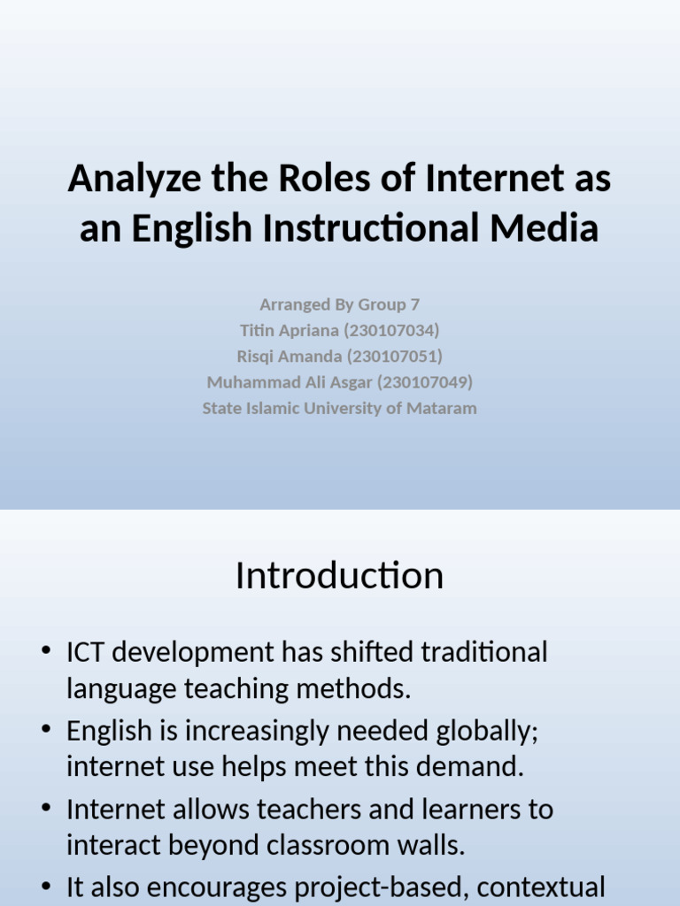 Internet's Role in English Instruction | PDF