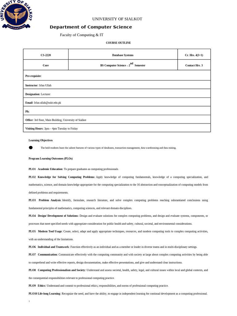 CS-2220 DatabaseSystems | PDF | Databases | Relational Model
