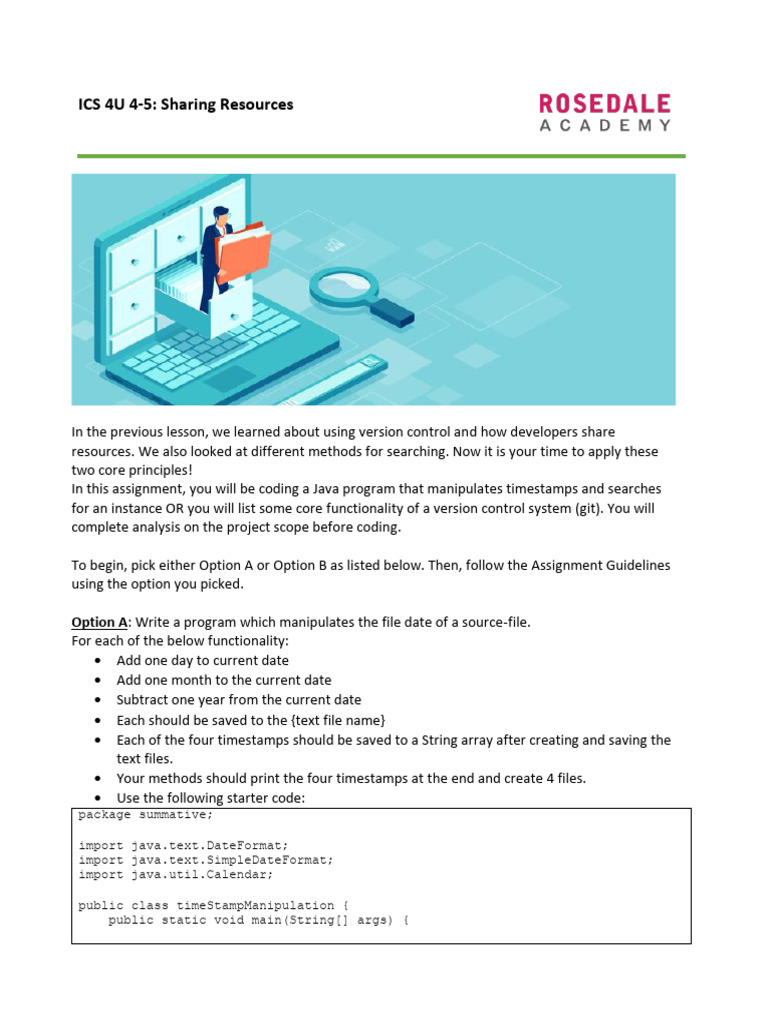 ICS4U 4-5 Sharing Resources-Assignment | PDF | Java (Programming Language) | String (Computer ...