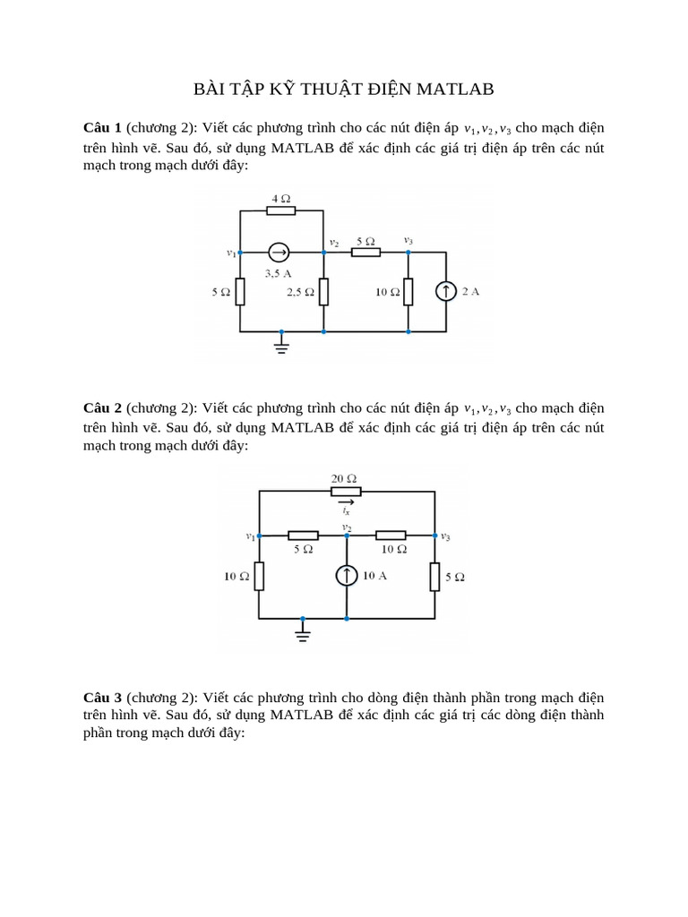 Bài Tập Kỹ Thuật Điện Matlab | PDF