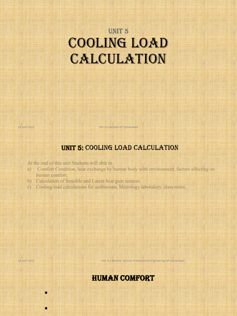5 Cooling Load Calculation | PDF | Heat Transfer | Heat