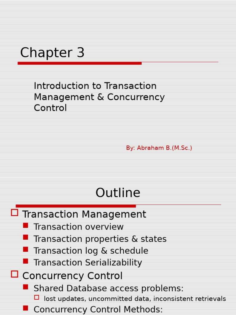 Ch3-Transactions Management and Concurrency Control | PDF | Database Transaction | Operating ...