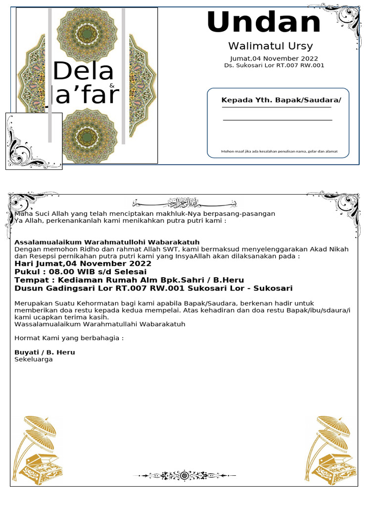 Upload File Contoh Undangan Pernikahan Walimatul Ursy Dengan Format ...