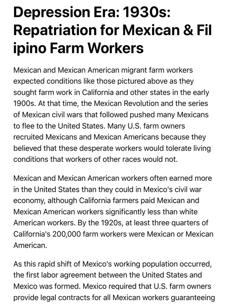 Repatriation of Mexican Farm Workers | PDF | Immigration | Mexico