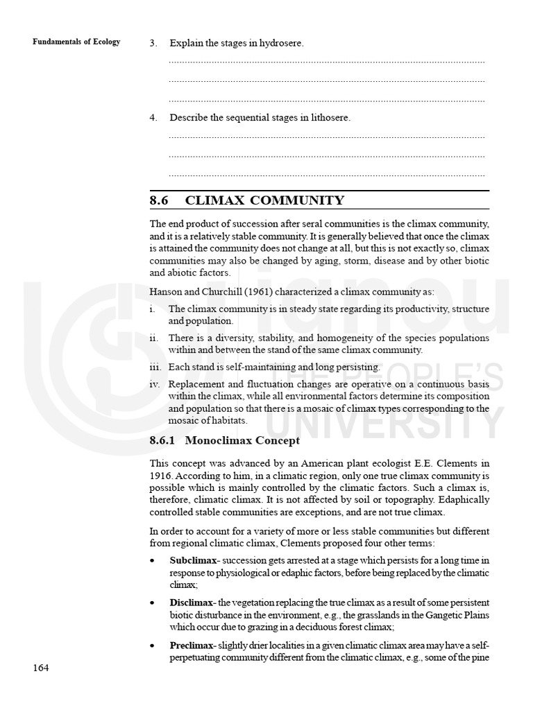 Climax Community | PDF | Vegetation | Ecosystem