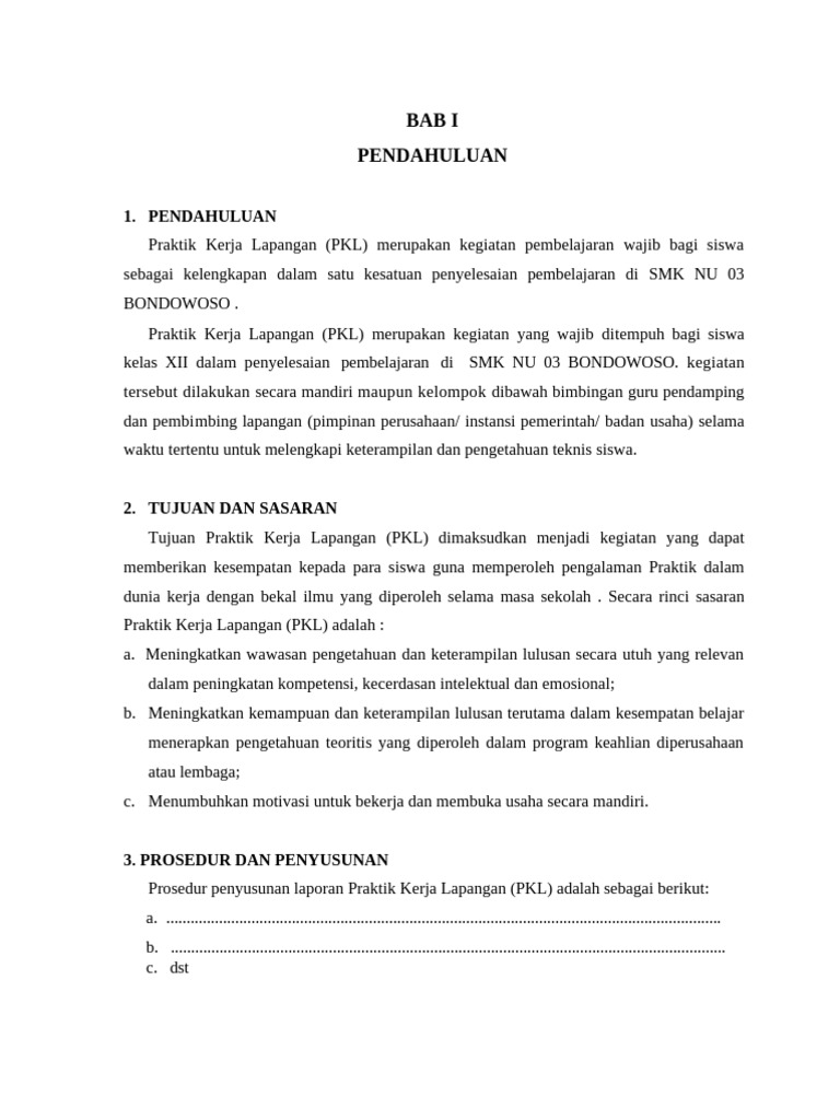 Buku Panduan Isi PKL | PDF
