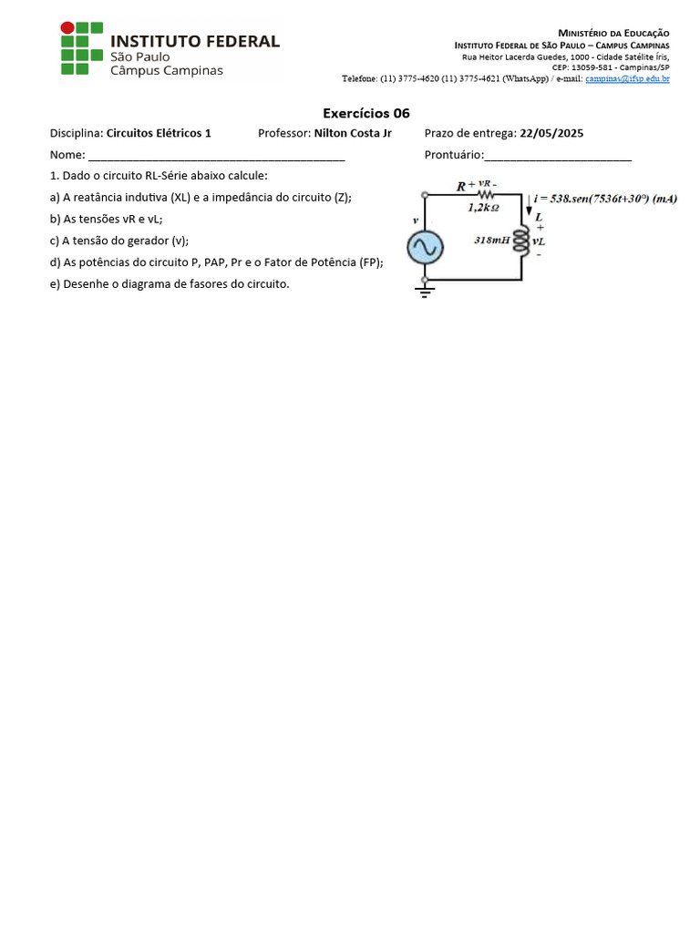Circuitos elétricos RLS RLP | PDF