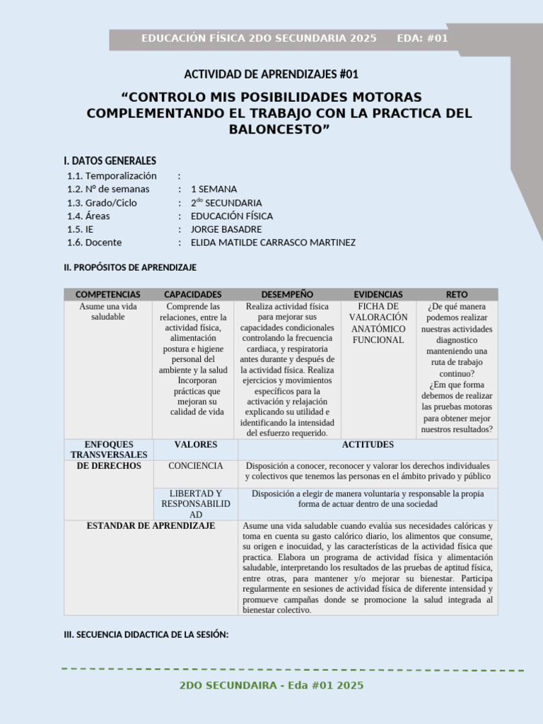 Sesión #02 Eda 1 2do Sec | PDF | Aprendizaje