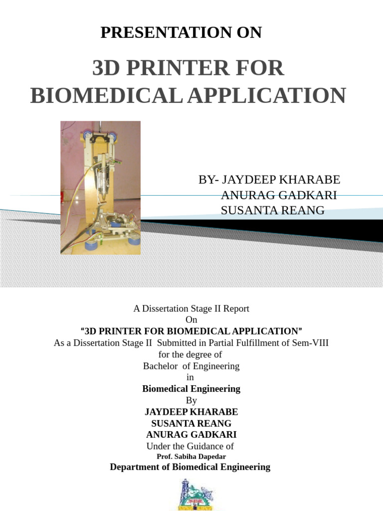 3d Printer For Biomedical Application | PDF | 3 D Printing | Secondary ...