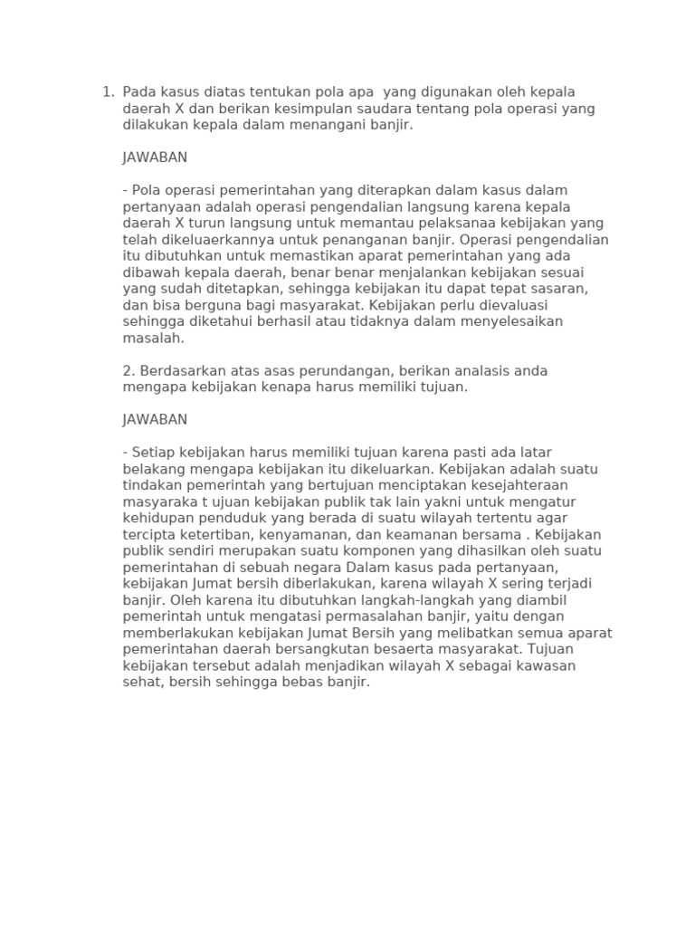 Pola Operasi Kepala Daerah Atasi Banjir | PDF