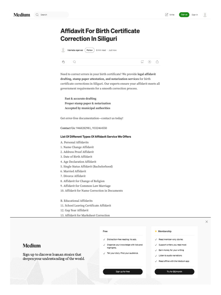 Affidavit For Birth Certificate Correction in Siliguri | PDF | Deed | Non Disclosure Agreement