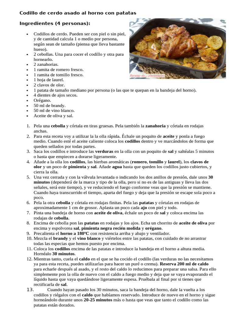 Codillo de cerdo en caldo y horno | PDF | Caldo | Cocina asiática