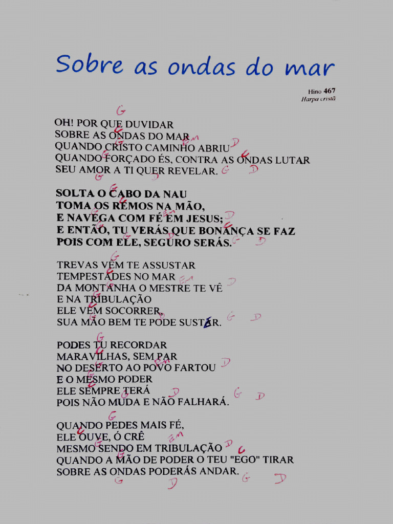 Sobre As Ondas Do Mar Hino 467 | PDF