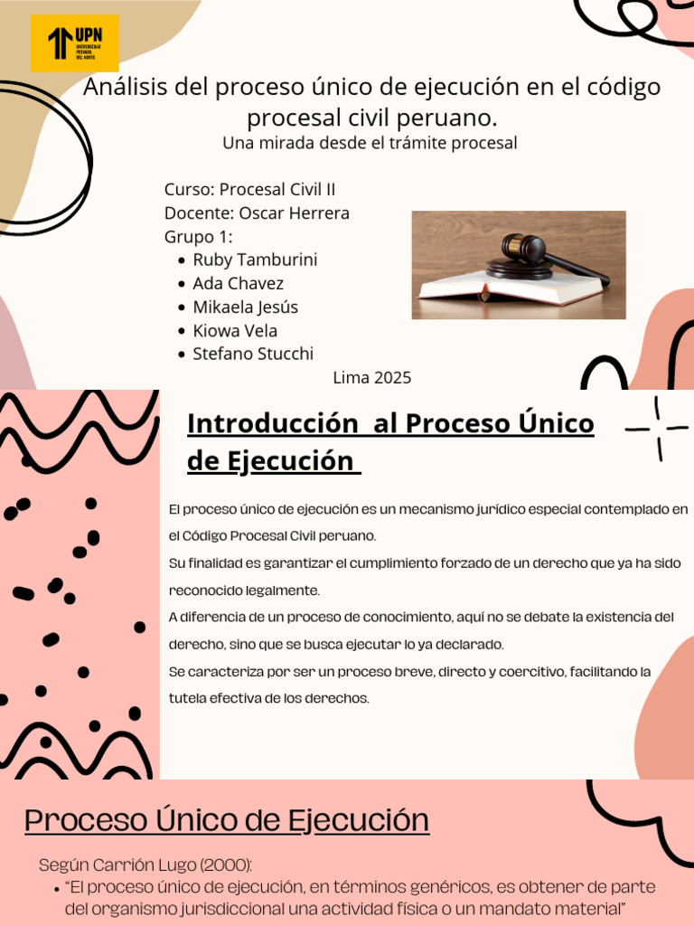 Proceso Único de Ejecución en Perú | PDF | Ley procesal | Separación de ...