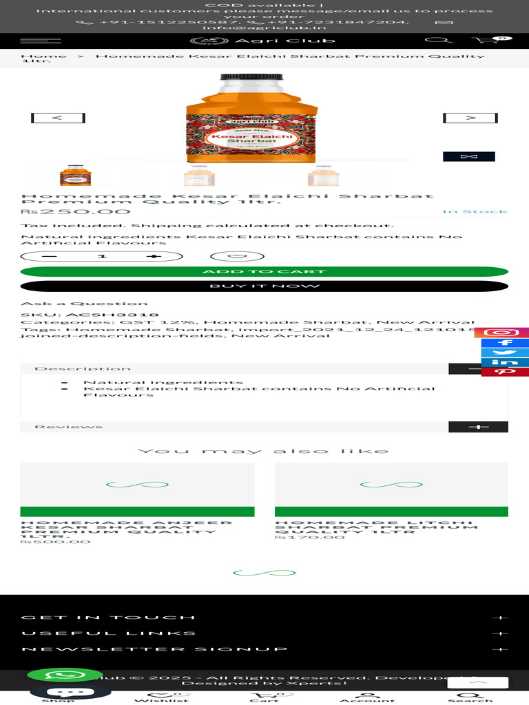 Homemade Kesar Elaichi Sharbat Premium Quality 1ltr | PDF