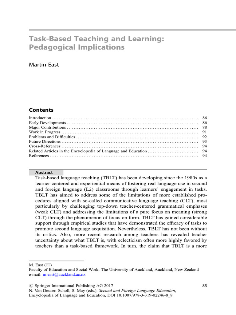 Task-Based Teaching and Learning Pedagogical Implications | PDF ...