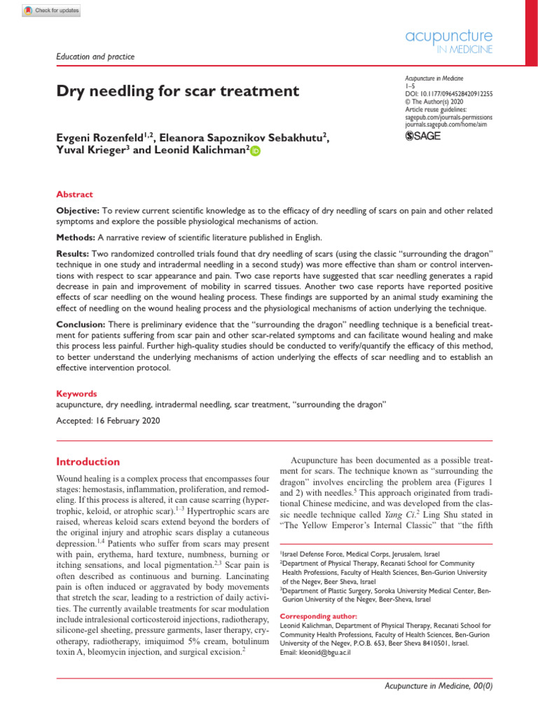 Dry Needling For Scar Treatment | PDF | Scar | Acupuncture