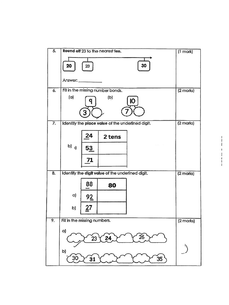 Math Year 1 Test Paper 2025-3 | PDF