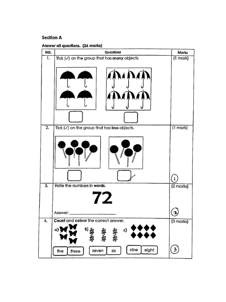 Math Year 1 Test Paper 2025 | PDF