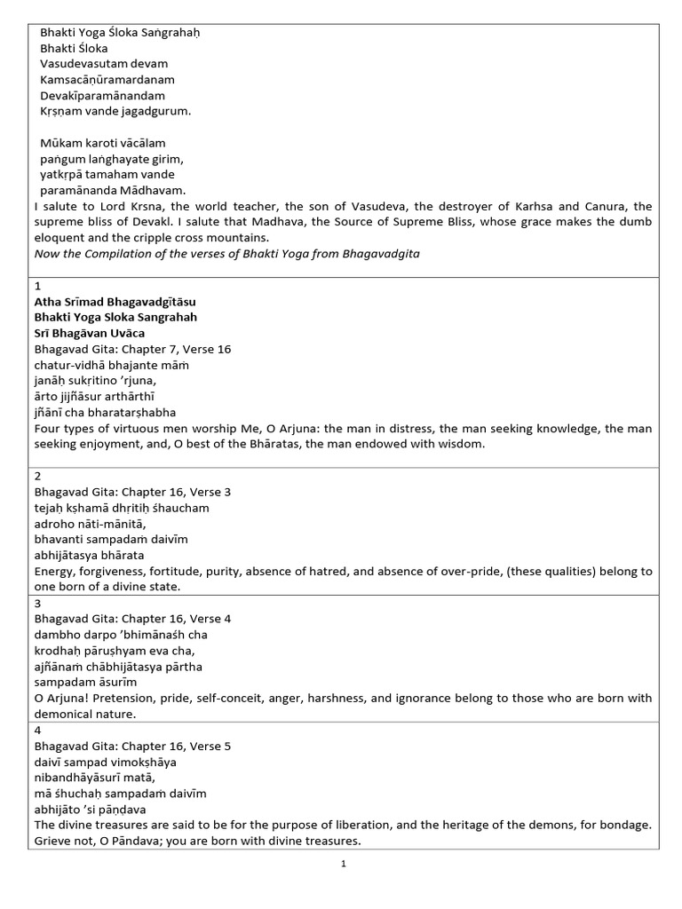 3.bhakthi Yoga Chanting-Bhagavad Gita - Song of The Lord Sri Krishna | PDF | Bhagavad Gita | Krishna