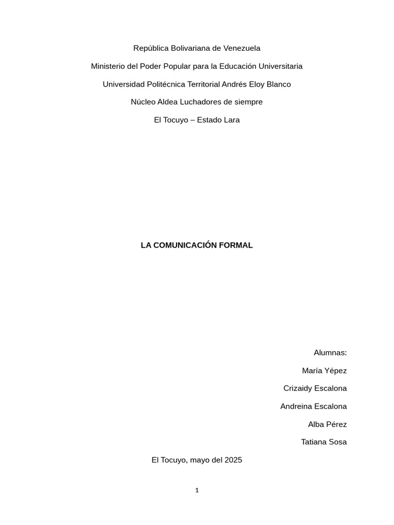 Comunicacion Formal - Trabajo Monografico | PDF | Investigación ...