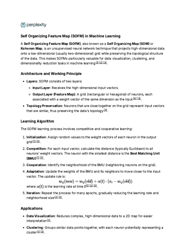 Self Organizing Feature Map (SOFM) in ML | PDF | Machine Learning | Applied Mathematics