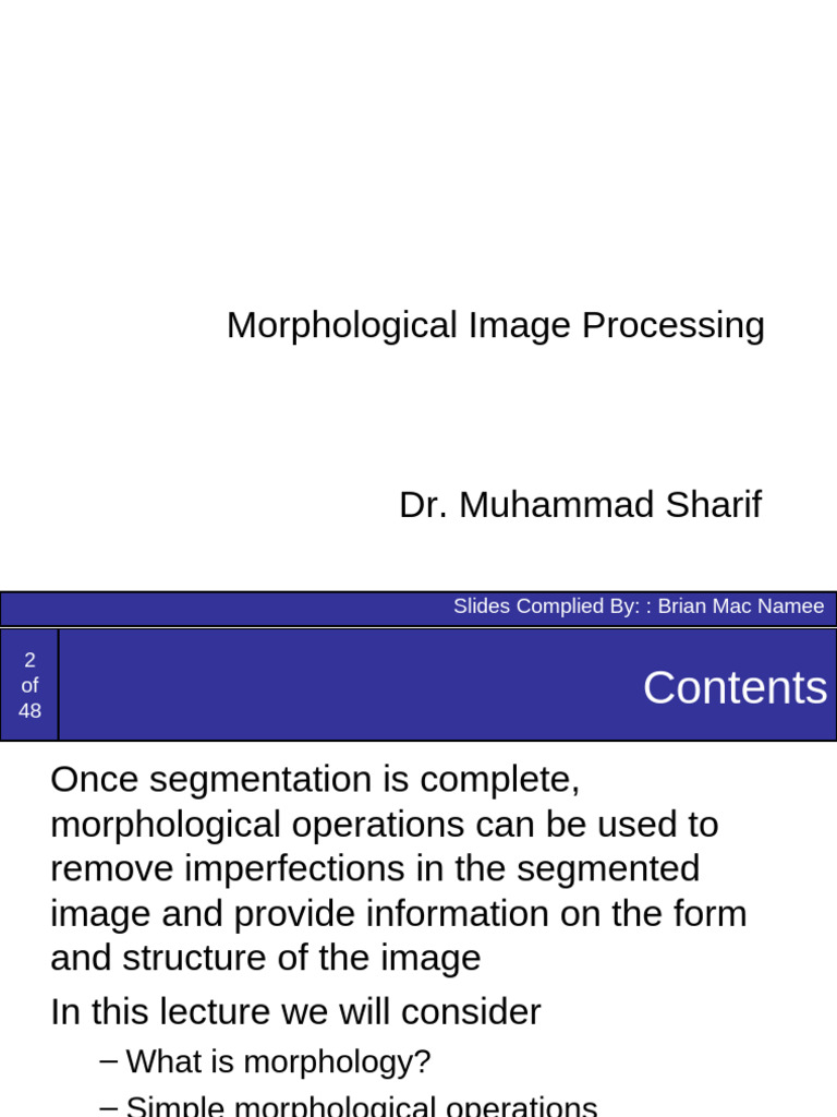 ImageProcessing11A Morphology | PDF | Image Segmentation | Signal Processing