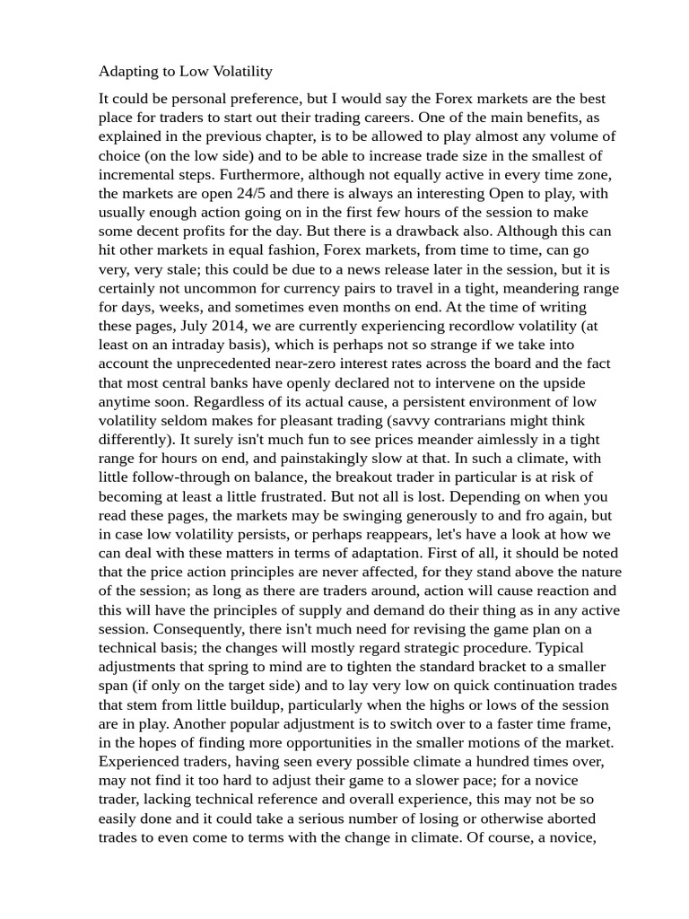 Adapting to Low Volatility (Bob Volman Scalping) | PDF | Market Trend ...