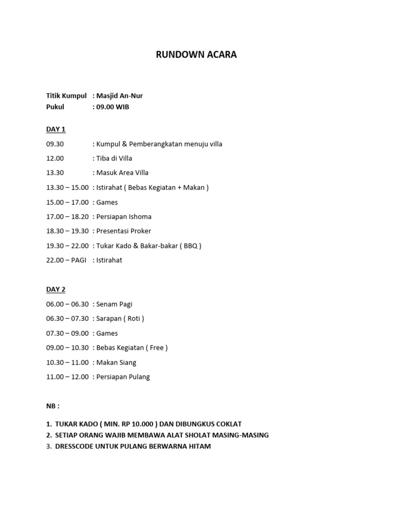 Rundown & List | PDF