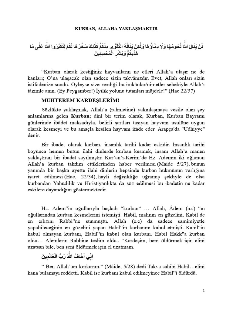 Kurban Bayrami Vaazi PDF | PDF