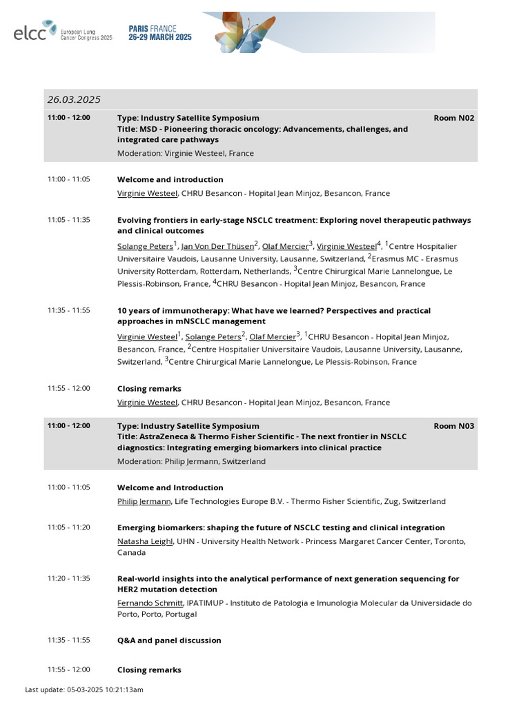 ELCC Final Programme 2025 | PDF | Lung Cancer | Cancer