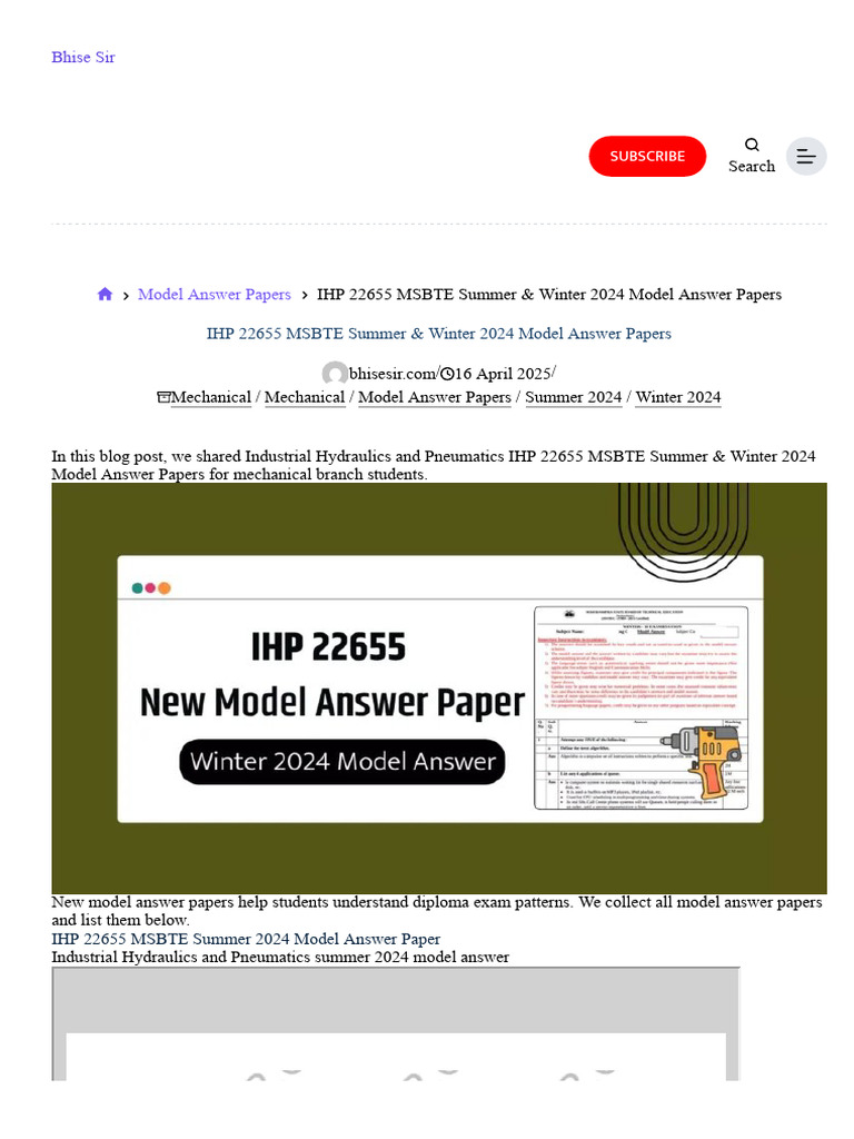 MSBTE IHP 22655 Model Answer Papers | PDF