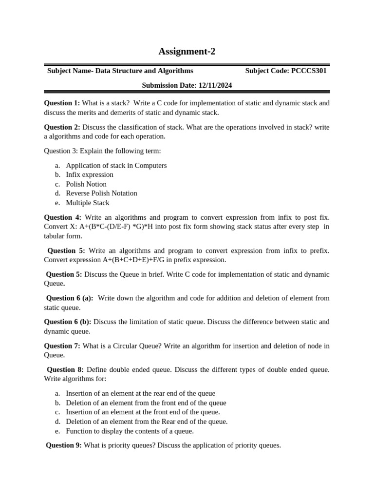 DSA Assignment 2 | PDF