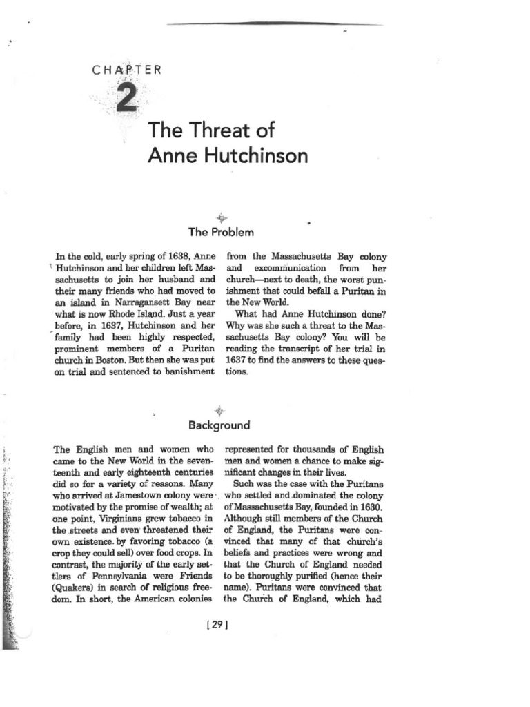 Athens Maloney - Anne Hutchinson Reading and Trial | PDF | Puritans ...