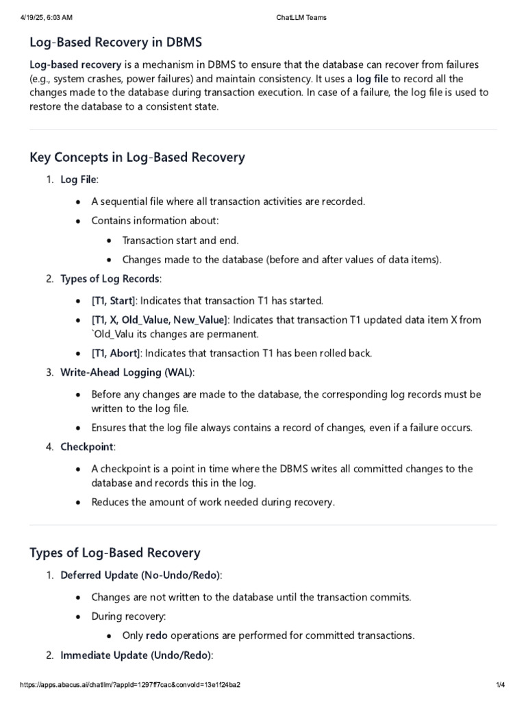 Log Based Recovery | PDF