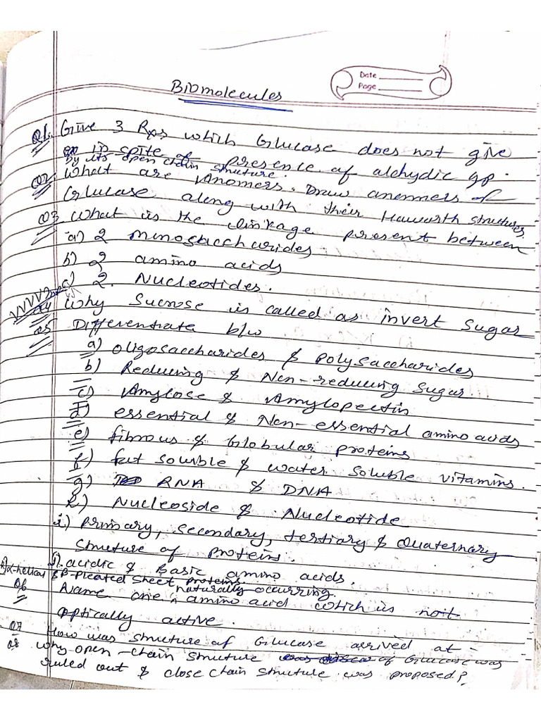 Biomolecules worksheet | PDF