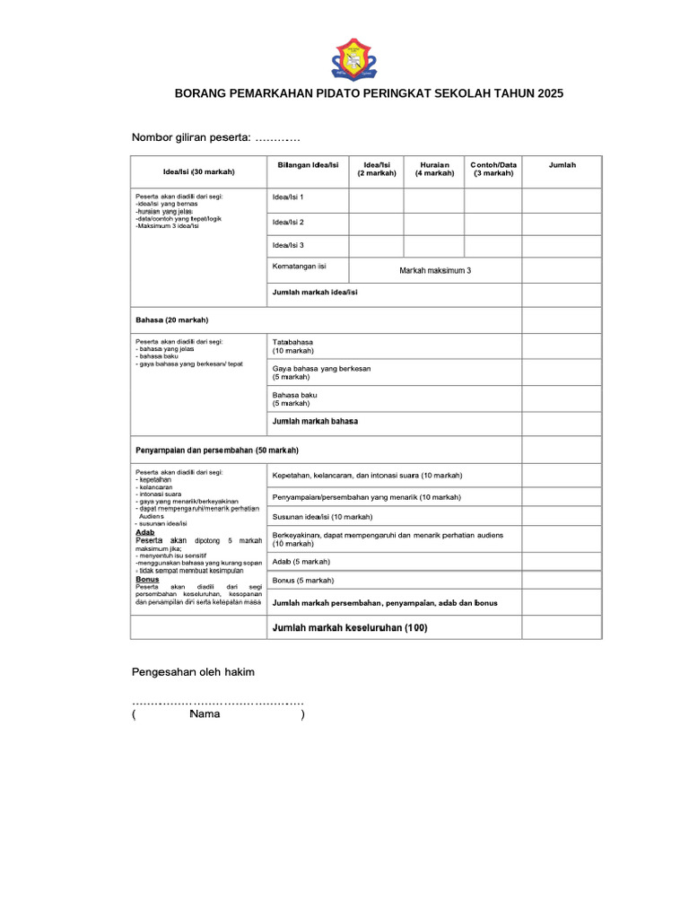 Borang Pidato | PDF