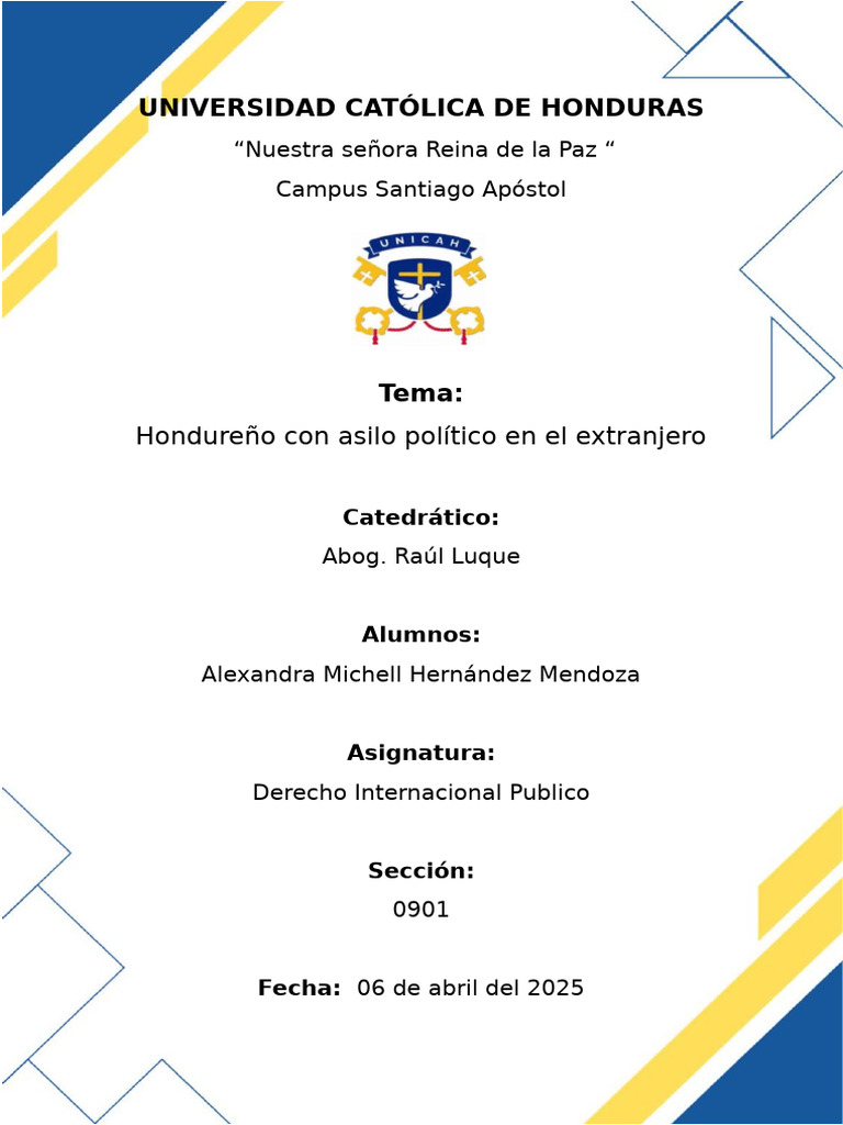 Asilo Político en Honduras: Caso Urbina | PDF | Honduras | Refugiado