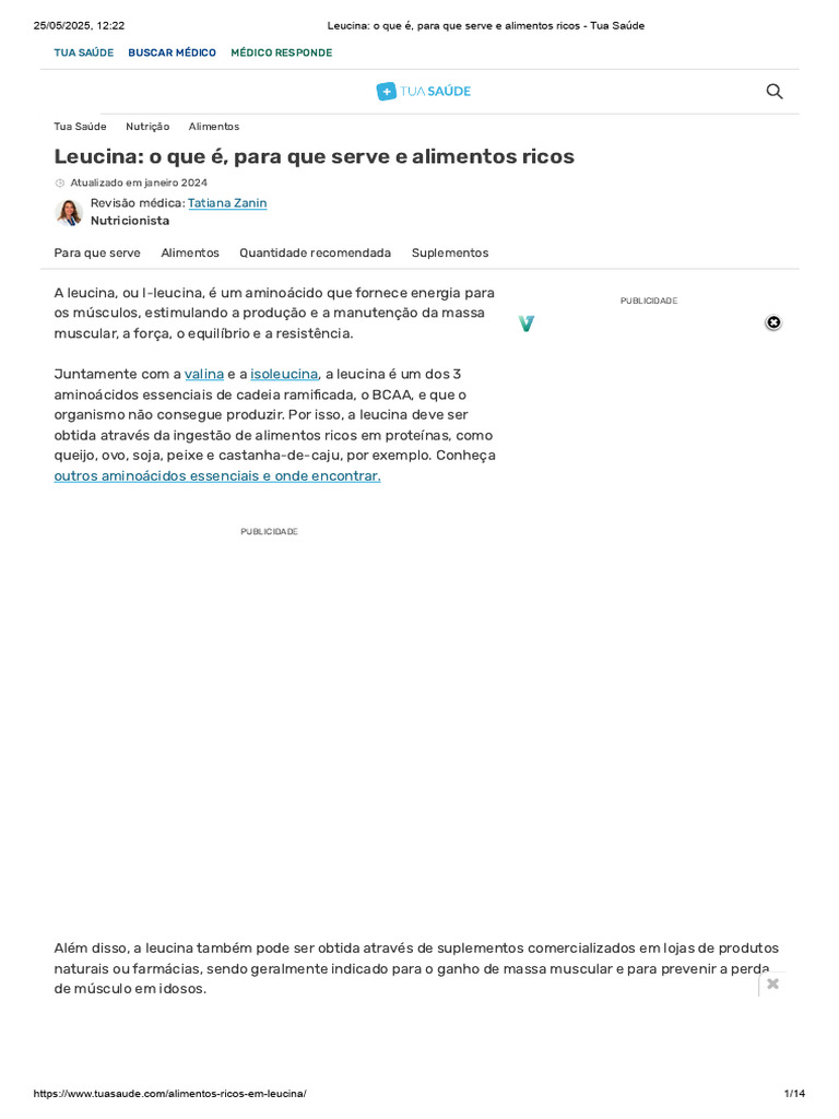 Leucina - o Que É, para Que Serve e Alimentos Ricos - Tua Saúde | PDF ...