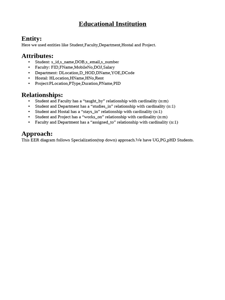 EER Diagram for Educational Institution | PDF