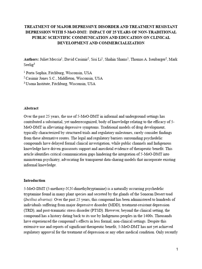 Meccia Et Al 2024 5 MeO DMT | PDF | Psychotherapy | Clinical Trial
