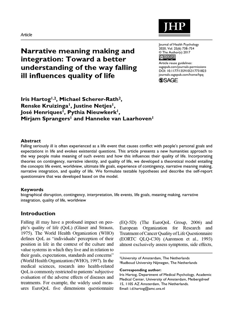 Narrative Meaning Making and Integration - Toward A Better ...
