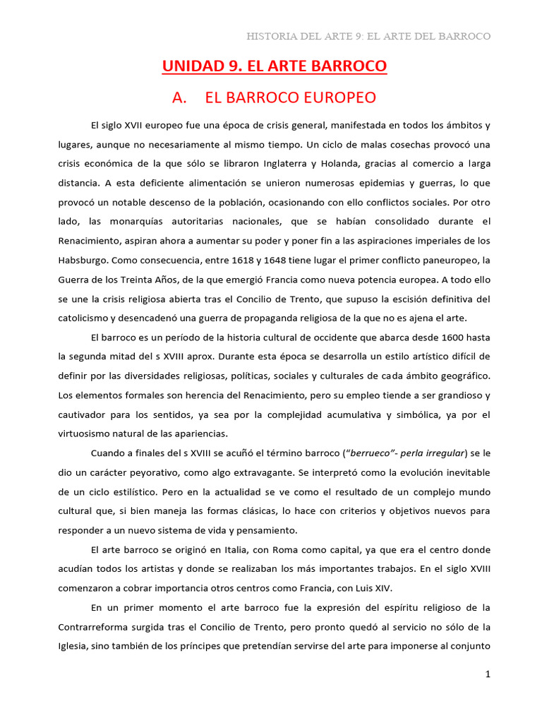 Unidad 9. Arte Barroco 23-24 | PDF | Barroco | Pintura de retrato